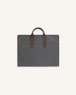 Brunello Cucinelli Garment Bag In Techno Fabric And Leather - Grey