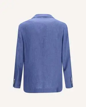 Brunello Cucinelli Deconstructed Single-breasted Jacket In Mélange Linen - Blue