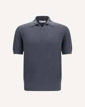 Brunello Cucinelli Cotton Ribbed Polo - Grey