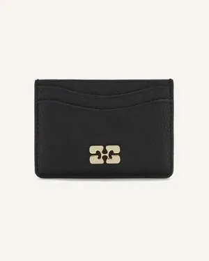 GANNI Grained Leather Card Holder - Black