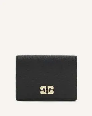 GANNI Bou Card Holder With Flap Grained - Black