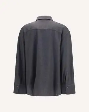 Brunello Cucinelli Virgin Wool Shirt With Monili Embellishment - Grey