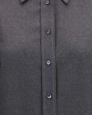 Brunello Cucinelli Virgin Wool Shirt With Monili Embellishment - Grey