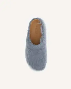 Marni Fussbett Mules With Fur Embellishment - Light Blue