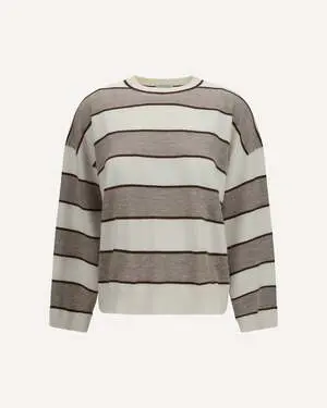 Brunello Cucinelli Striped Long-sleeve Wool Sweater