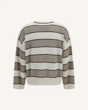 Brunello Cucinelli Striped Long-sleeve Wool Sweater