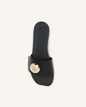 Loewe Pebble Slide Sandals In Calfskin Leather With Anagram Detail - Black