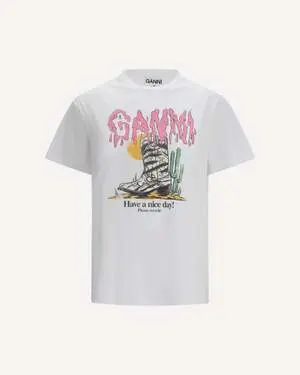 GANNI Western Boot Graphic T-shirt - White