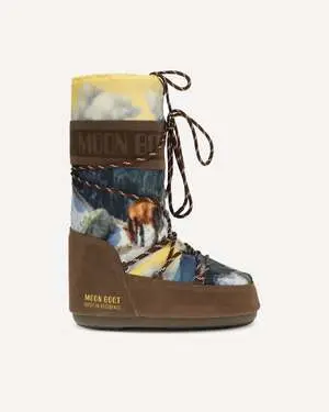 Moon Boot X Guest In Residence Printed Suede Lace-up Boots - Multicolour