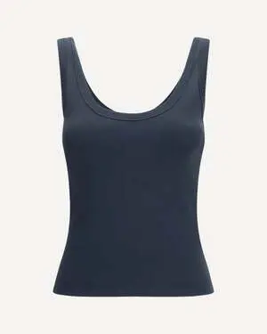 Brunello Cucinelli Cotton Ribbed Tank Top - Blue