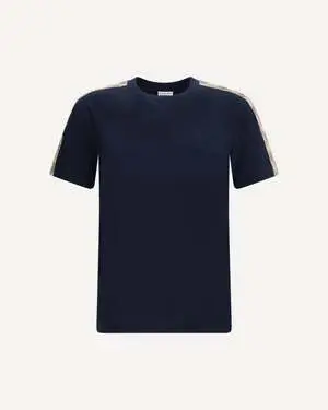 Burberry Short-sleeved T-shirt With A Single Check Stripe On Both Shoulders Ale