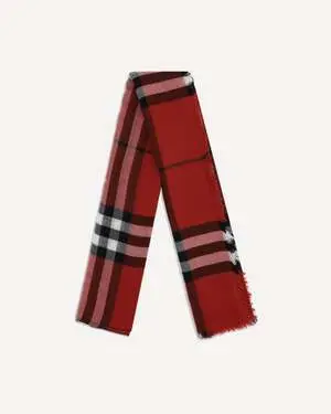 Burberry Wool Check Wide Scarf - Red