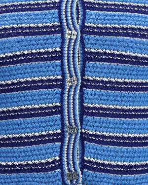 GANNI Striped Crochet Cardigan - Light Blue
