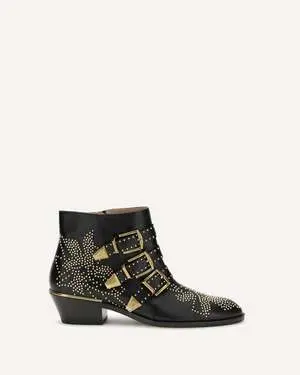 Chloé Susan Studded Leather Ankle Boots - Black