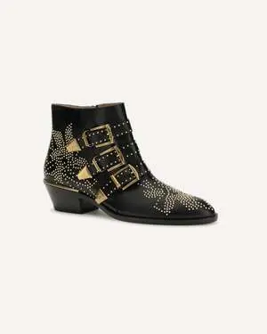 Chloé Susan Studded Leather Ankle Boots - Black