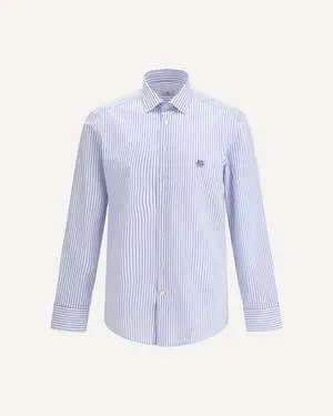 Etro Striped Cotton Shirt With An Embroidered Pegaso Logo On The Chest - Multicolour
