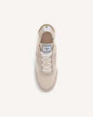 Chloé Kick Sneakers In Cotton Nylon And Suede Leather - Beige