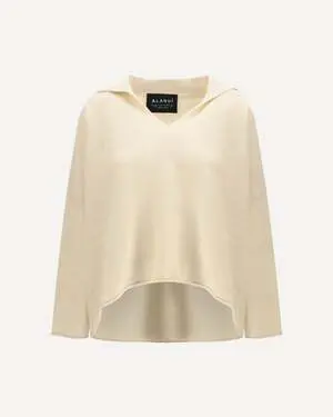 Alanui Ribbed Polo Sweater With 3/4 Sleeves