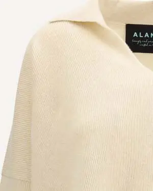 Alanui Ribbed Polo Sweater With 3/4 Sleeves