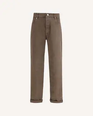 Brunello Cucinelli Cotton Jeans With Turn-up Hem - Brown