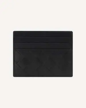 Bottega Veneta Card Holder With Iconic Intrecciato - Black