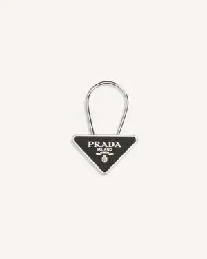 Prada Metal Key Ring With Enamel Logo - Black
