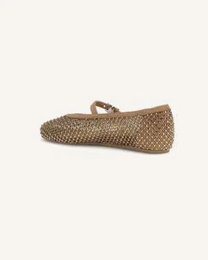 LE SILLA Gilda Ballerinas With Iridescent Crystals - Brown