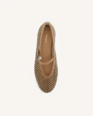 LE SILLA Gilda Ballerinas With Iridescent Crystals - Brown