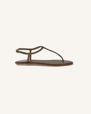 Rene Caovilla Diana Embellished Crystal Flip-flop Sandals - Brown