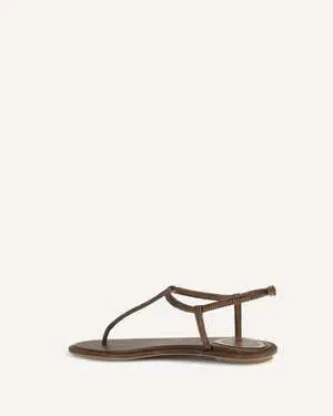 Rene Caovilla Diana Embellished Crystal Flip-flop Sandals - Brown