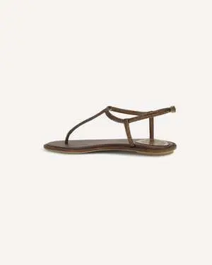 Rene Caovilla Diana Embellished Crystal Flip-flop Sandals - Brown