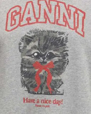 GANNI Kitty Graphic Sweatshirt - Grey