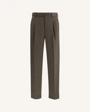 Brioni Capri Wide-leg Wool Blend Pants With Double Pleats - Khaki