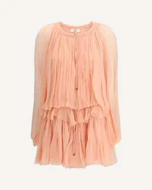 Chloé Silk Muslin Mini Dress With Cape Effect
