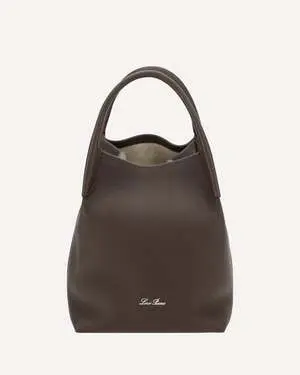 Loro Piana Small Bale Bucket Bag In Grained Leather - Brown