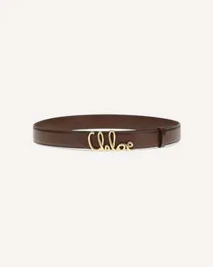 Chloé Iconic Leather Belt With Engraved Logo Buckle - Brown