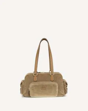 Miu Miu Corduroy Shoulder Bag - Beige