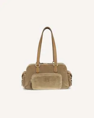 Miu Miu Corduroy Shoulder Bag - Beige