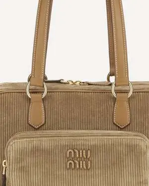 Miu Miu Corduroy Shoulder Bag - Beige