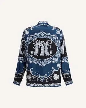 Versace Regular-fit Printed Silk Twill Shirt - Blue