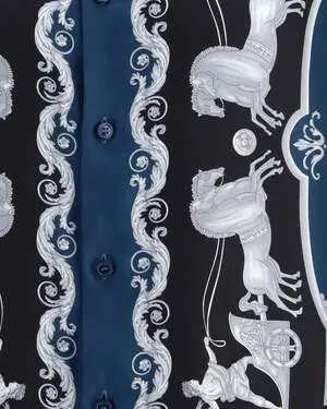 Versace Regular-fit Printed Silk Twill Shirt - Blue
