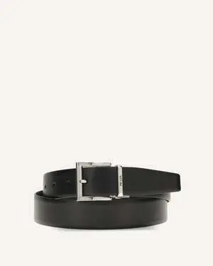 Prada Leather Belt With Silver Buckle - Black