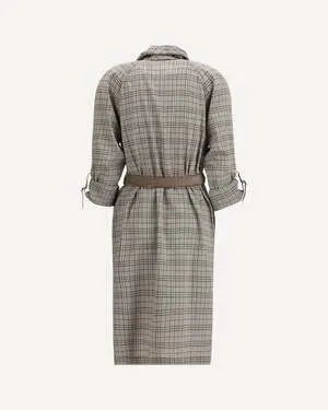Burberry Wool Check Dress With Shawl Collar