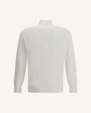 Brunello Cucinelli Ribbed High Neck Half-zip Cotton Sweater