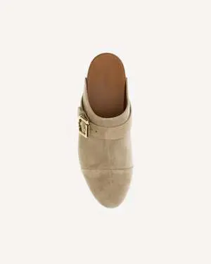 Chloé Jeannette Suede Clog Mules - Beige