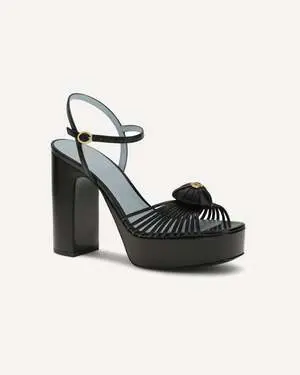 Valentino Garavani Royal Platform Sandals With Heart Detail - Black