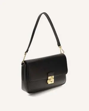 COCCINELLE C-me Lock Medium Shoulder Bag In Grained Leather