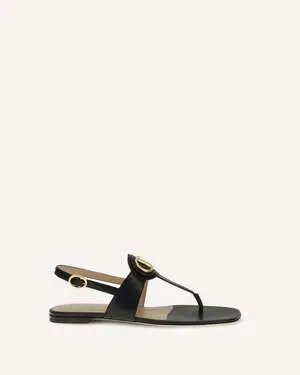 Valentino Garavani Leather Thong Sandals - Black