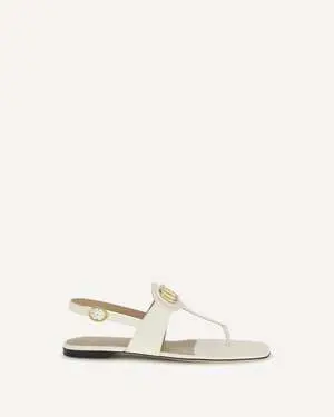 Valentino Garavani Leather Thong Sandals - Cream