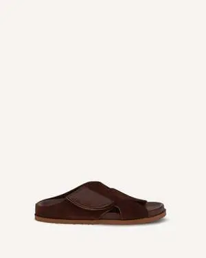 PEDRO GARCIA Danai Suede Sandals With Maxi Velcro Strap - Brown